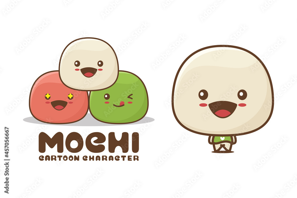 cute mochi mascot, food cartoon illustration Stock Vector | Adobe Stock