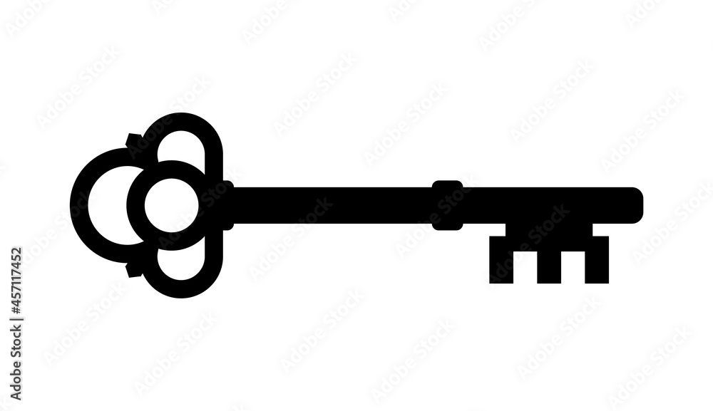 Old key vector house icon logo. Old key silhouette antique lock ...