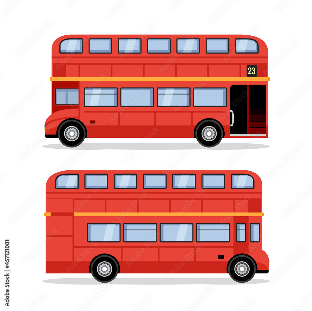 London double decker red bus cartoon illustration, English UK british ...