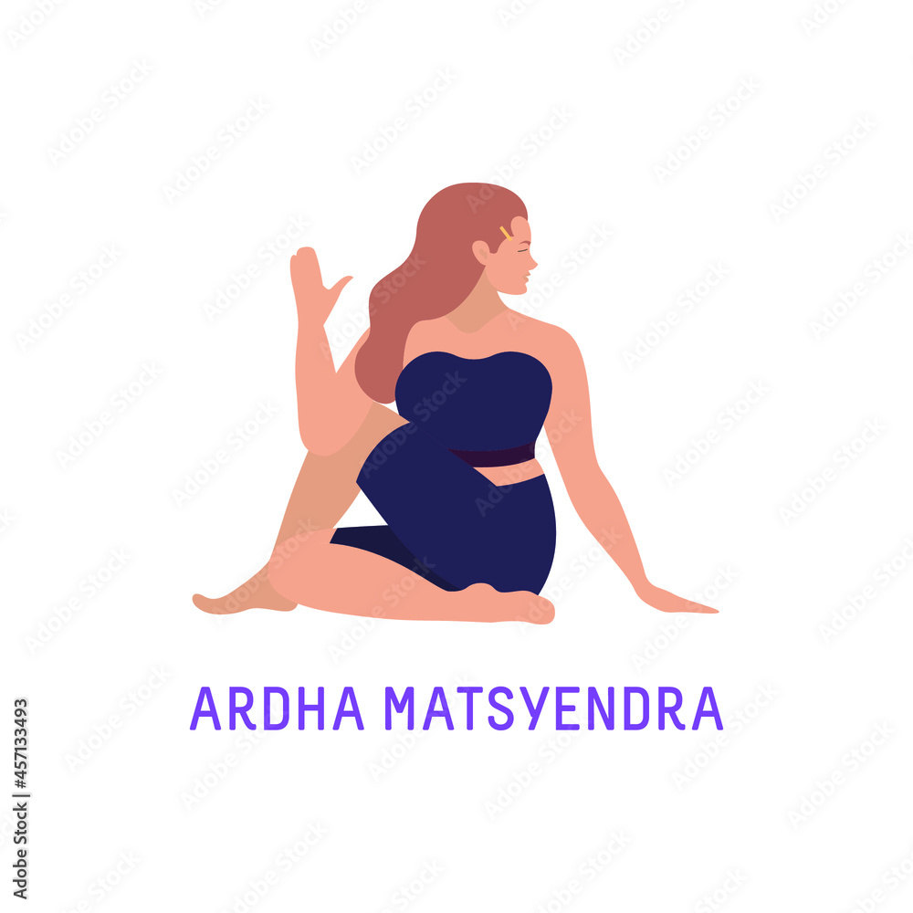 Vector Illustration of Yoga Woman. Isolated Figure on White Background ...