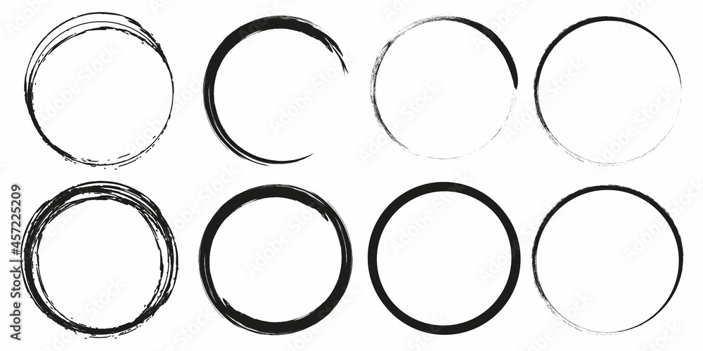 Ink circle icon. Black simple round frame. Freehand picture. Abstract ...