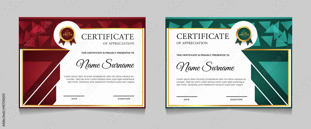 Set certificate of achievement border design templates with elements of ...