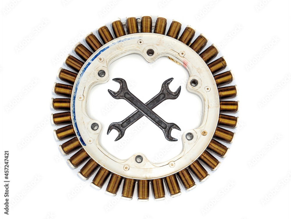 .Washing machine electric inverter motor and wrenches. Inverter ...