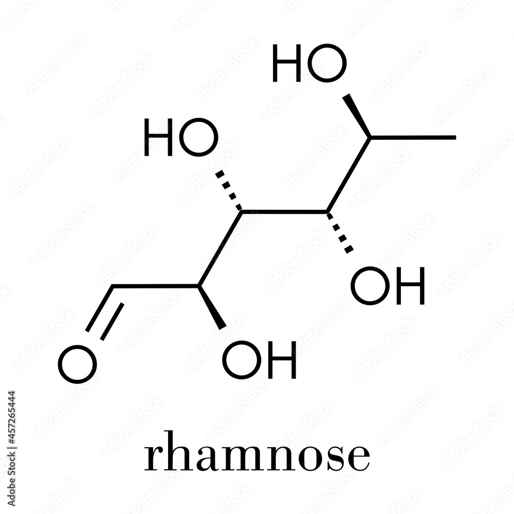 Rhamnose (L-rhamnose) deoxy sugar molecule. Used in cosmetics to treat ...