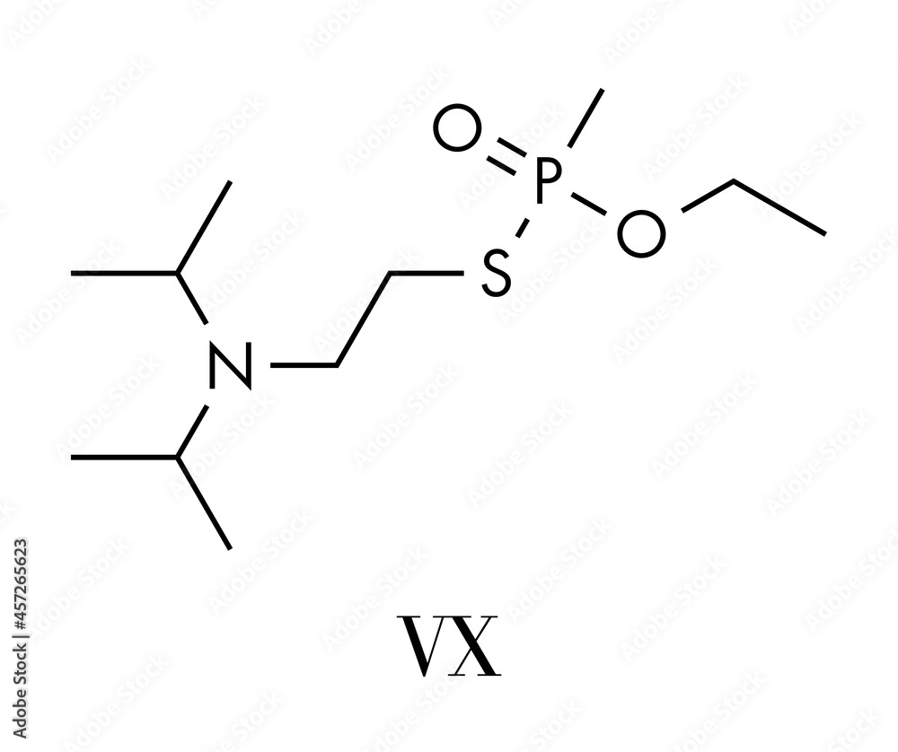 VX nerve agent molecule (chemical weapon). Skeletal formula. Stock ...