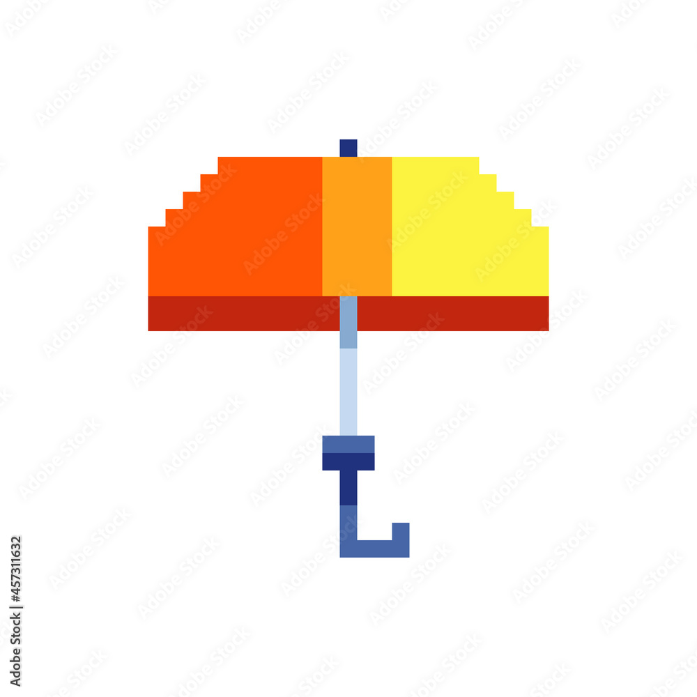Yellow umbrella icon pixel art style sticker logo mobile app design 8 ...