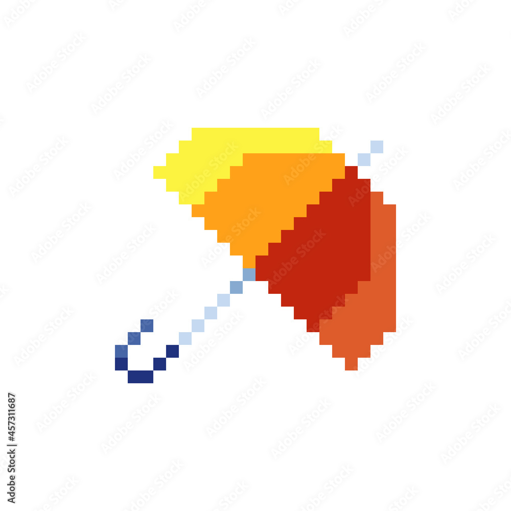 Yellow umbrella icon pixel art style sticker logo mobile app design 8 ...
