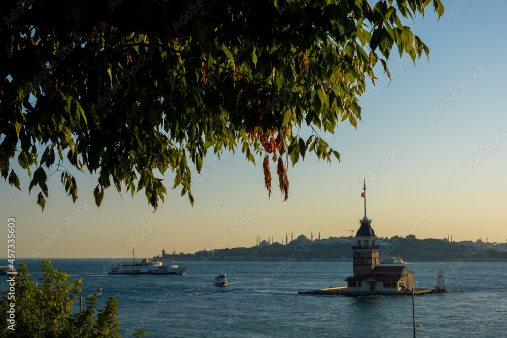 Istanbul, Bosphorus, Uskudar. Ancient lighthouse of the Ottoman period ...