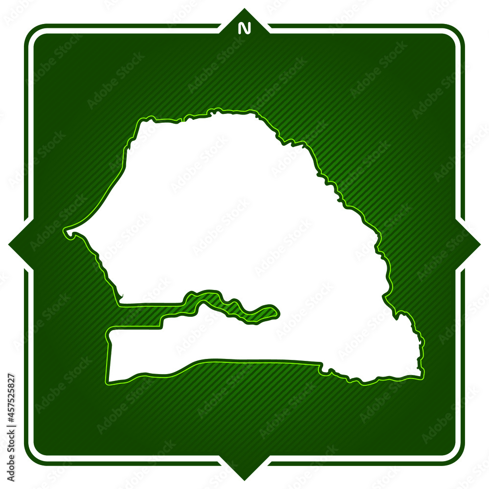 Simple outline map of Senegal with national symbols Stock Vector | Adobe Stock