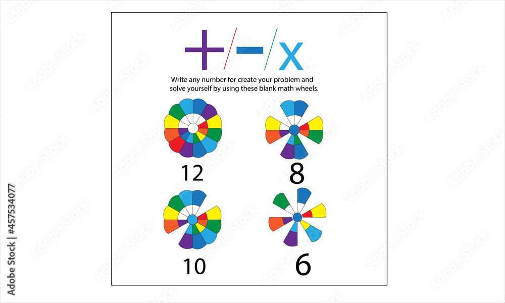 Illustration Stock Math, math wheel template, Educational clip art ...