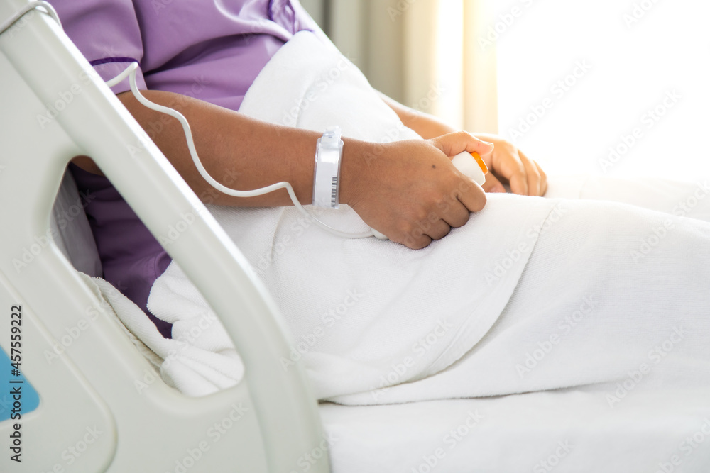 emergency nurse call button in hospital room. emergency botton for ...