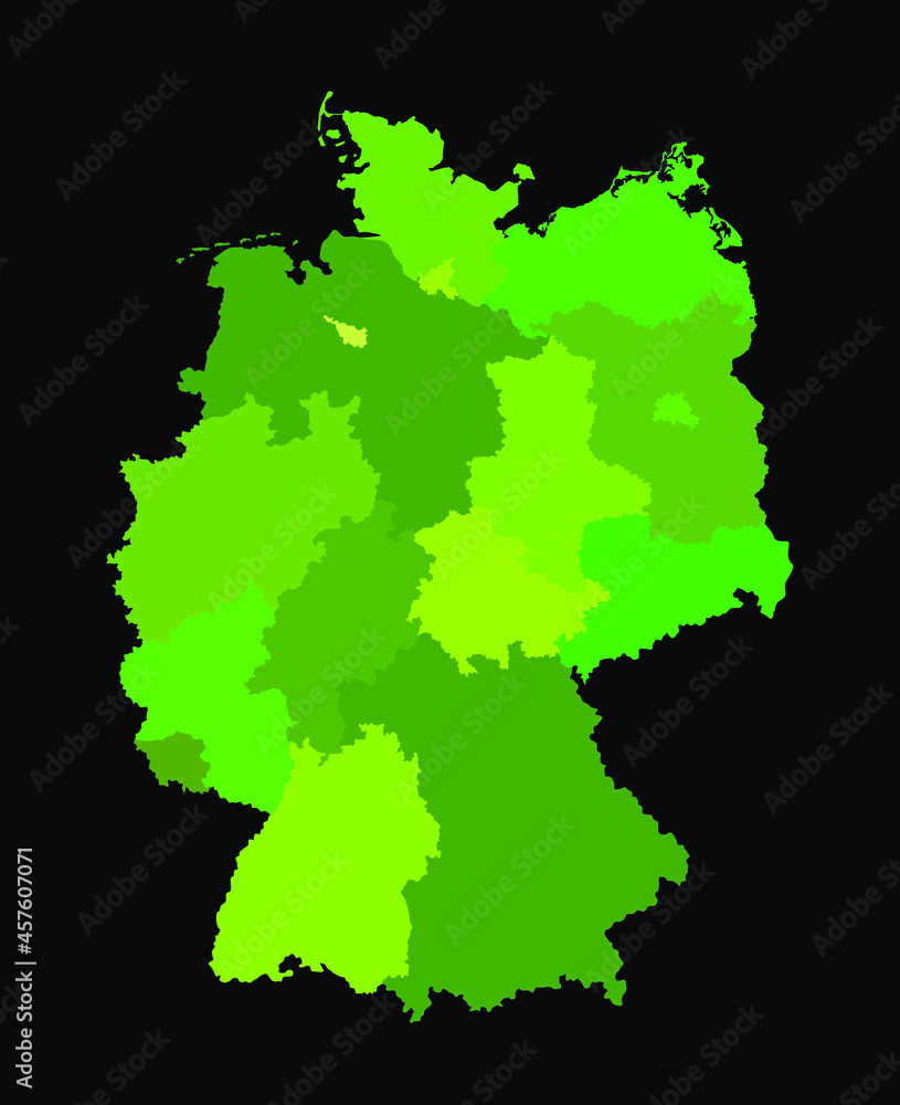 Germany map vector silhouette illustration isolated on black background ...