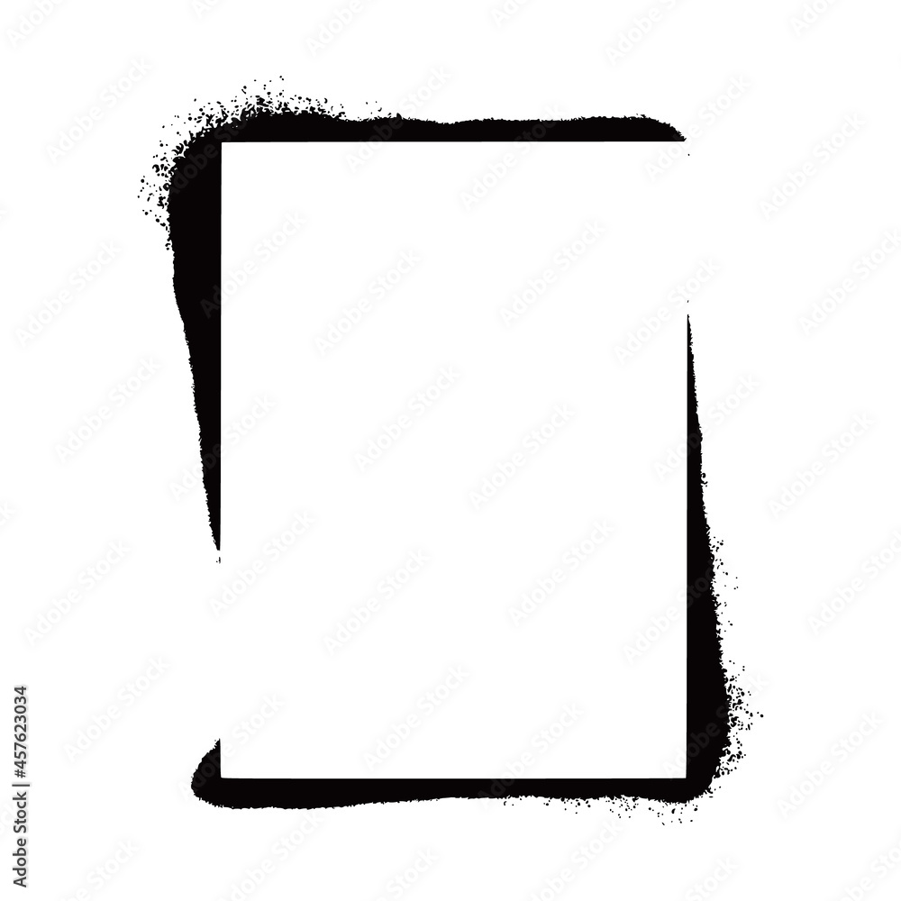 Stencil spray paint frame. Grunge graffiti style black frame. Isolated ...