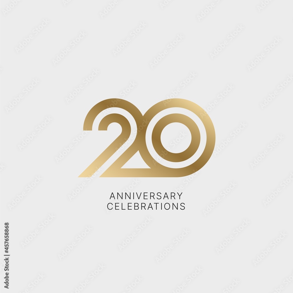 20 years anniversary sign isolated on white background for celebration ...