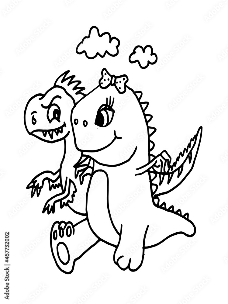 Vektor DINOSAUR,CAT COLORING PAGE,FLOWER COLORING PAGE,WATERCOLOR ...