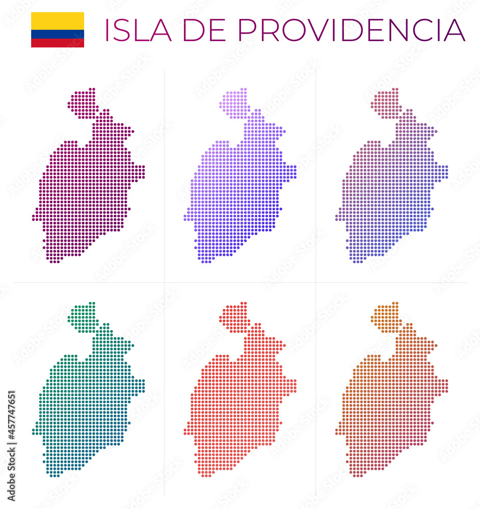 Isla de Providencia dotted map set. Map of Isla de Providencia in a ...