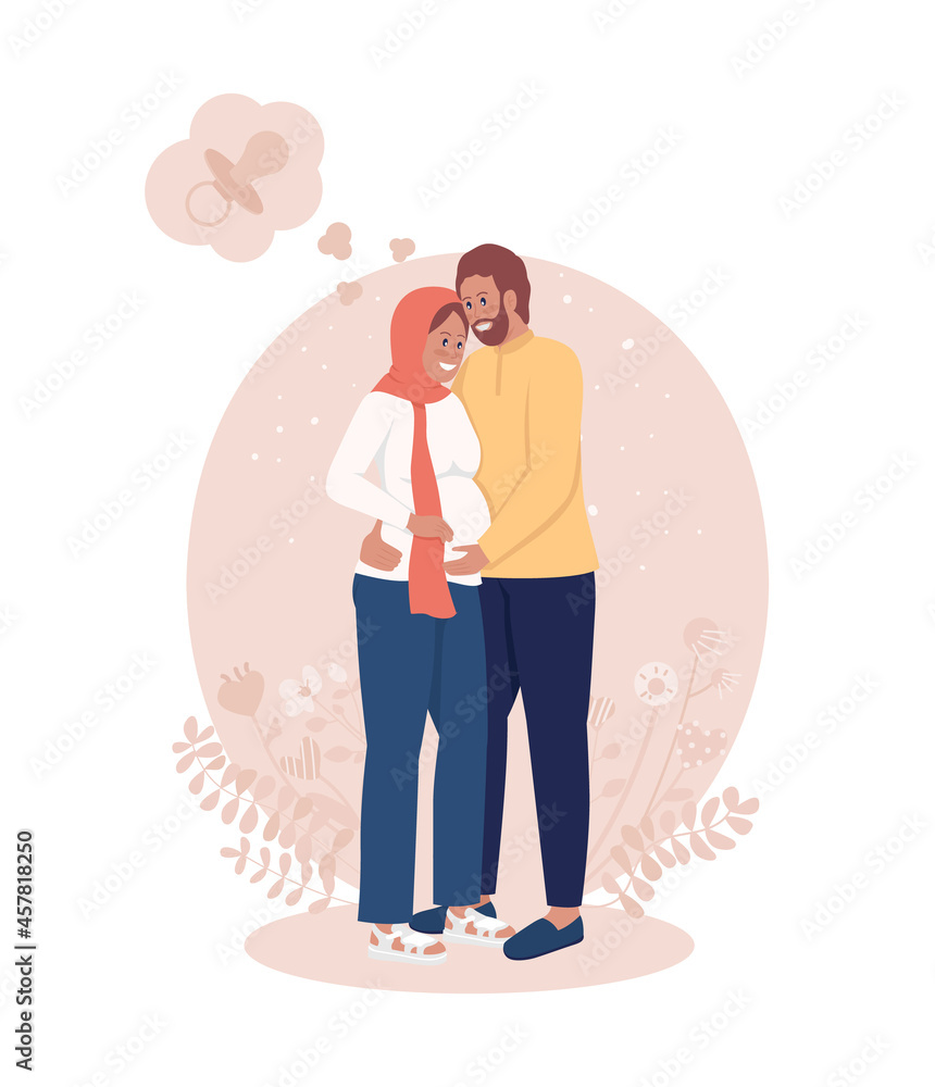 Pregnancy 2D vector isolated illustration. Couple expecting baby ...
