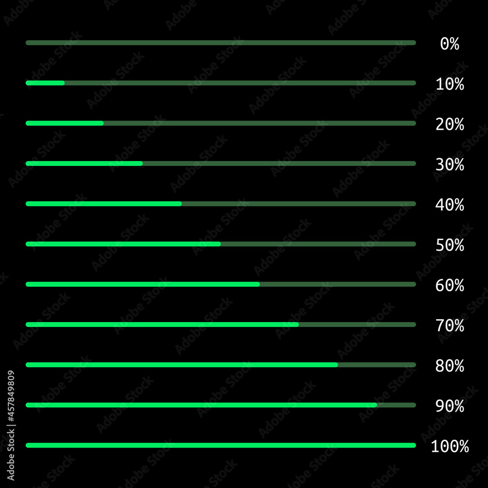 เวกเตอร์ Stock Horizontal progress bars, percentage indicators or ...
