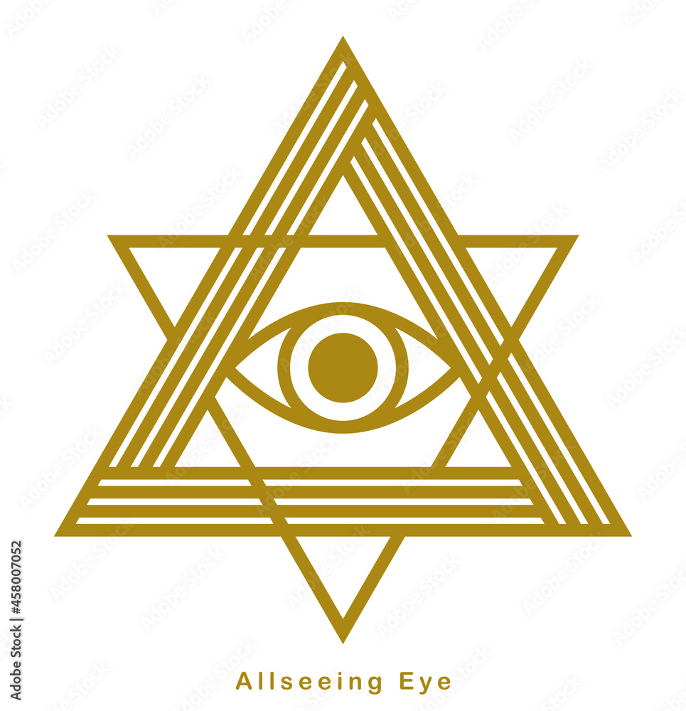 All seeing eye in triangle pyramid vector ancient symbol in modern ...