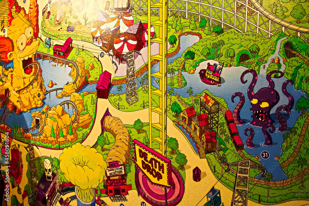 Los Angeles.CA/USA - Oct 29,2018 : "Krustyland The Simpsons Ride" , the ...
