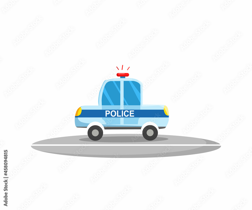 Police car, side view. Police transport. Vector illustration in cartoon ...