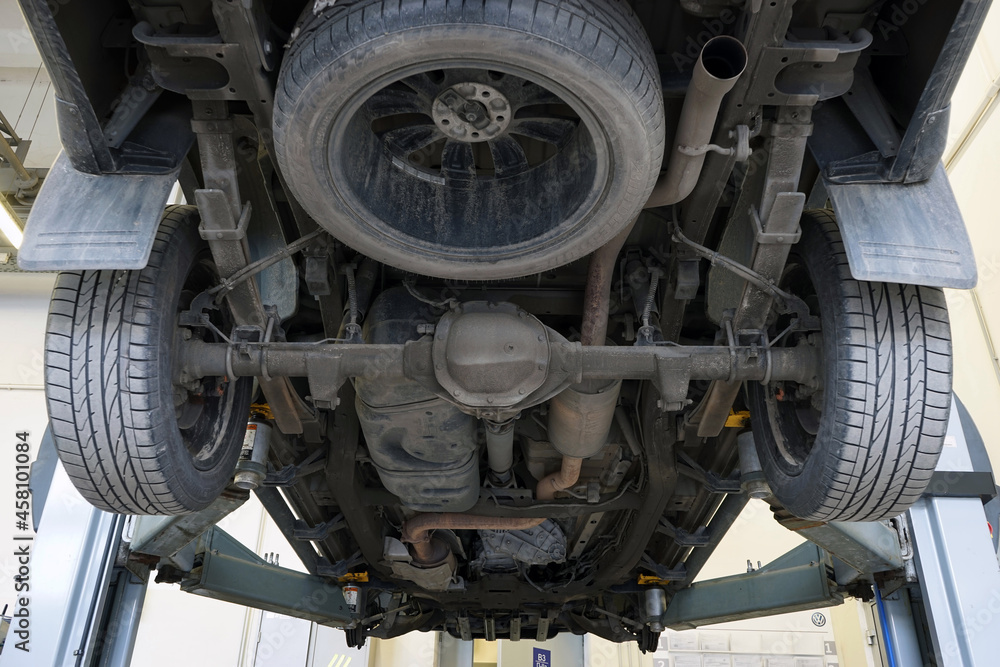 Moscow Russia - September 2021:A modern powerful car in a car service ...