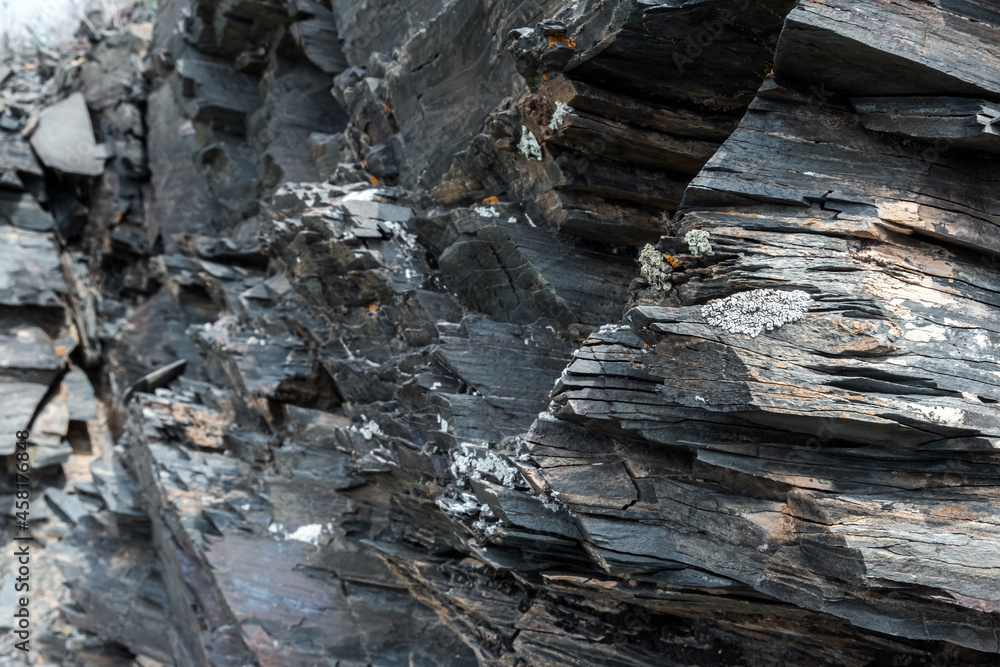 Beautiful rock texture with cracks and visible layers of rocks. Natural ...