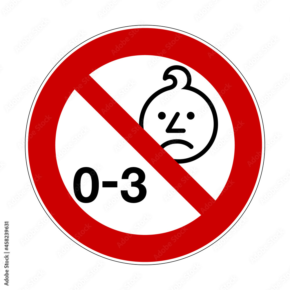 Age warning symbol. Vector illustration of red crossed out circle sign ...