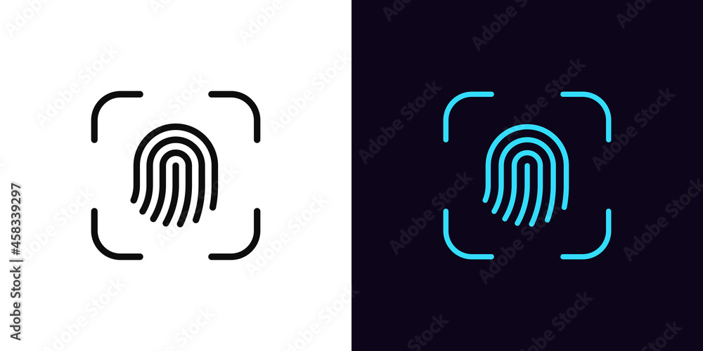 Outline fingerprint scanner icon, with editable stroke. Linear ...