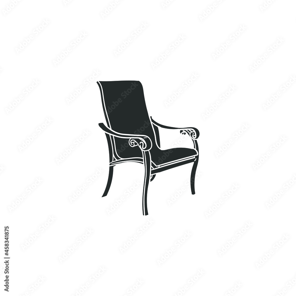 Dining Outdoor Chair Icon Silhouette Illustration. Furniture Vector ...