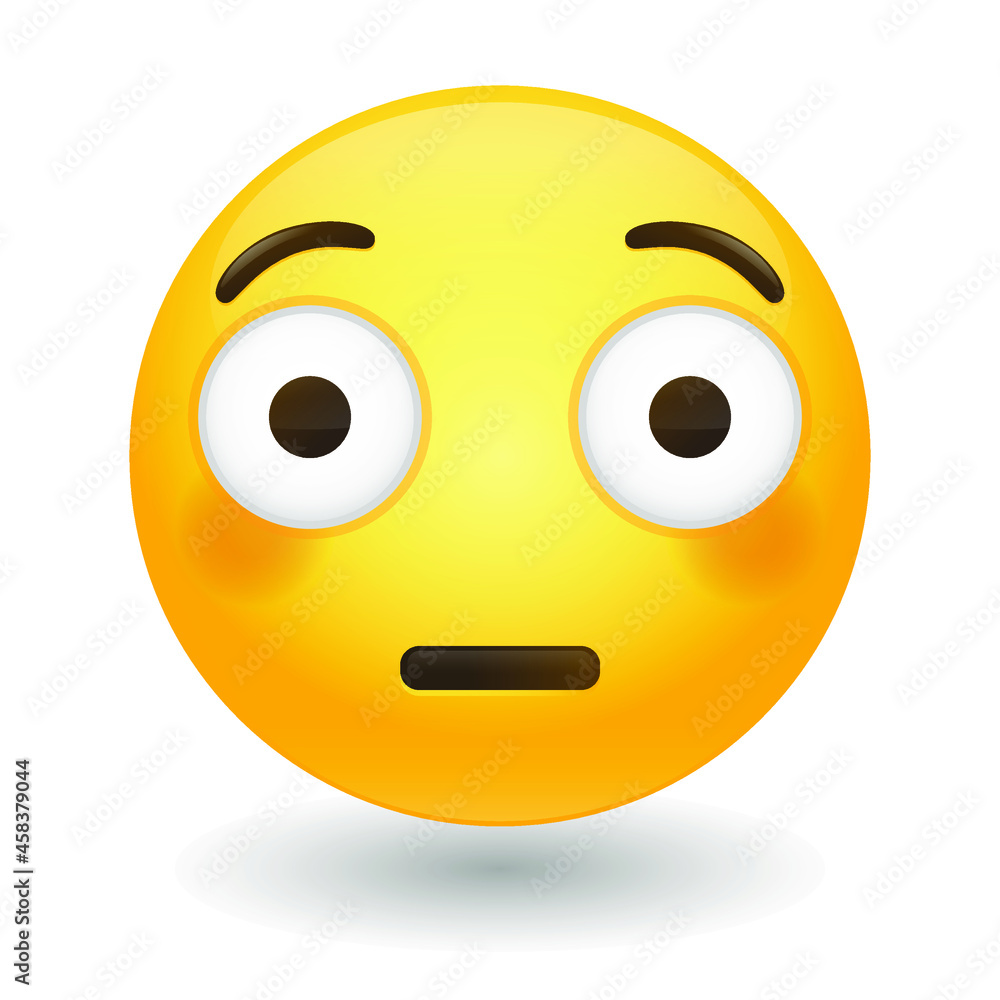 Flushed Emoji Icon Illustration Sign. Embarrassed Vector Symbol ...