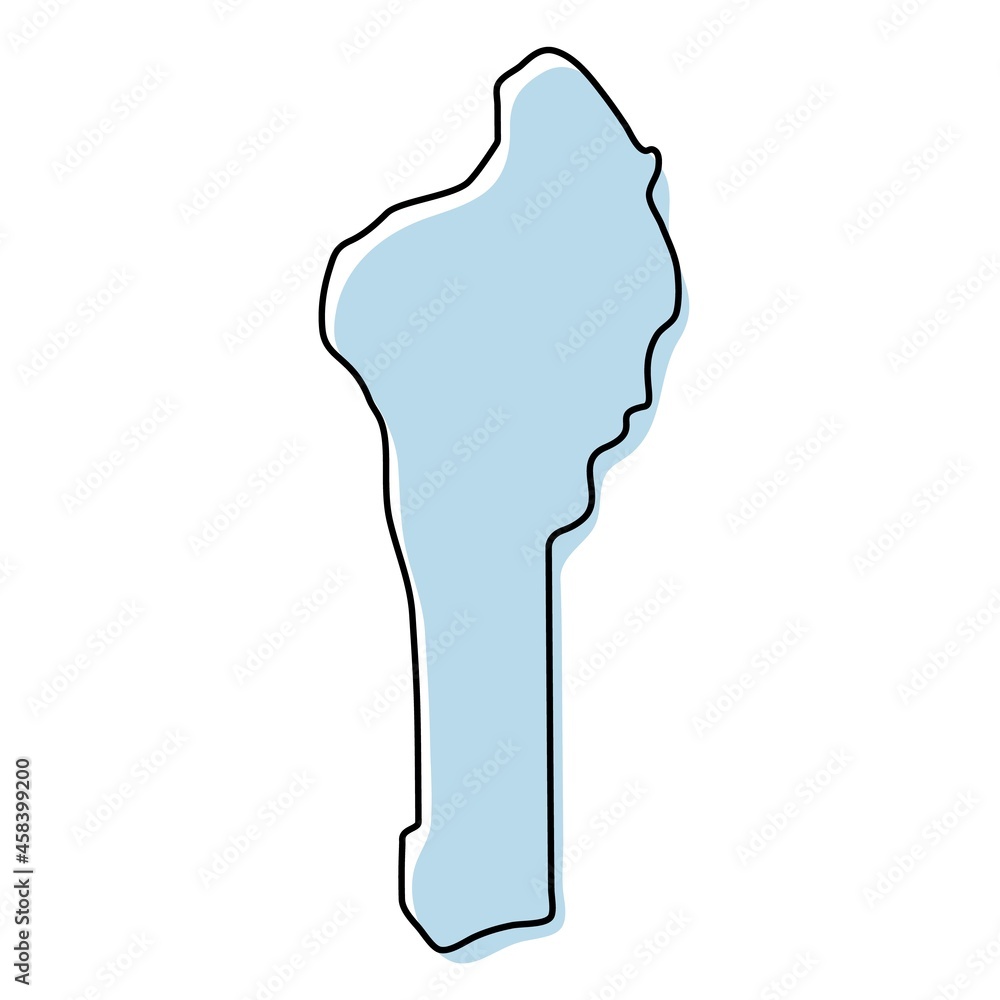 Stylized simple outline map of Benin icon. Blue sketch map of Benin vector illustration Stock ...