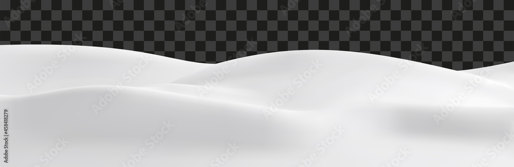 Realistic vector snow hills landscape. Winter snowdrift background ...