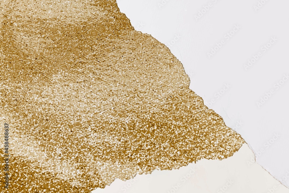 Ripped paper border frame vector gold handmade glittery background ...