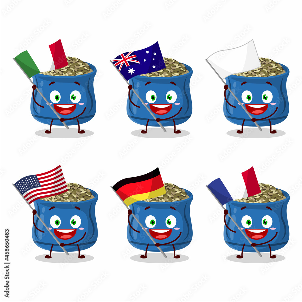 Thyme cartoon character bring the flags of various countries Stock ...