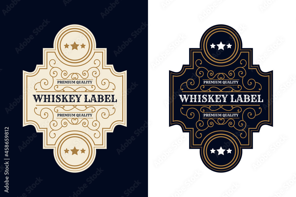 Whiskey Bourbon Vintage luxury antique logo border frame western ...