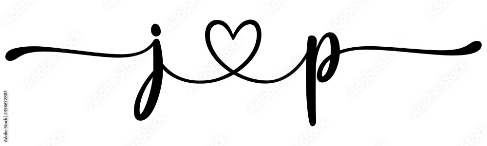 jp, pj, letters with heart Monogram, monogram wedding logo. Love icon ...