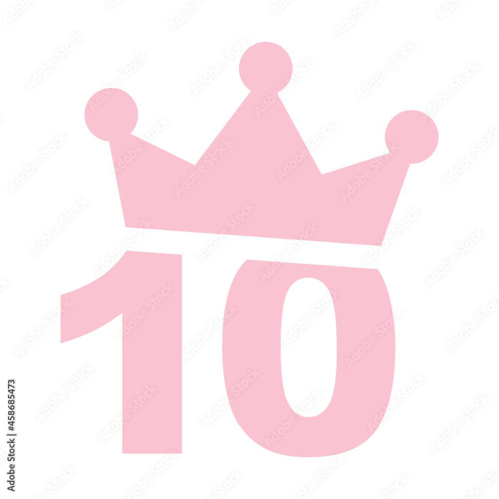 Vector illustration of 10th birthday party pink clip art icon - Number ...