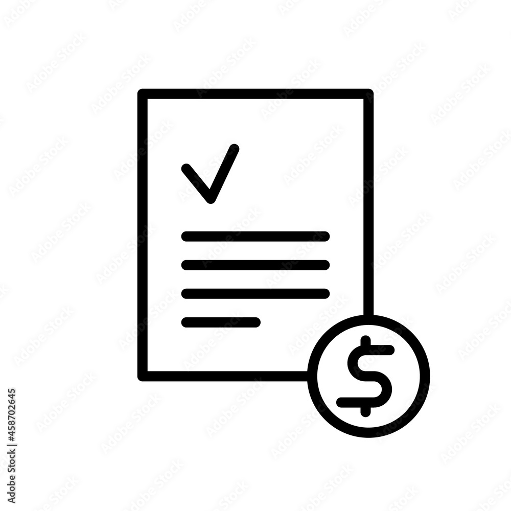Paycheck Logo outline icon. Banking checkbook template or cheque book ...