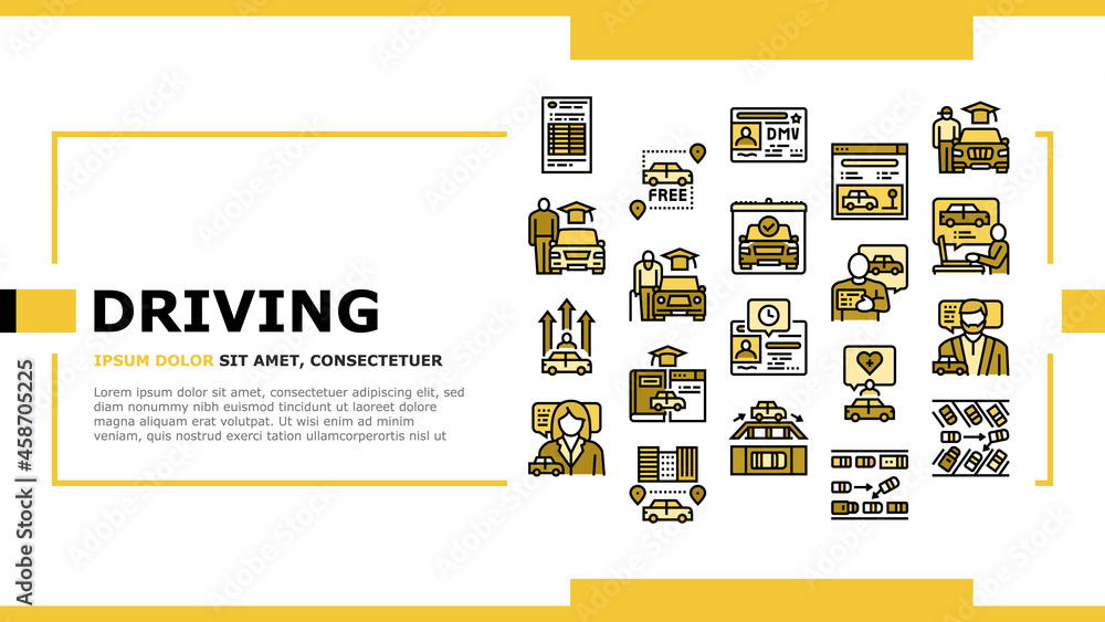 Vector de Stock Driving School Lesson Landing Web Page Header Banner ...