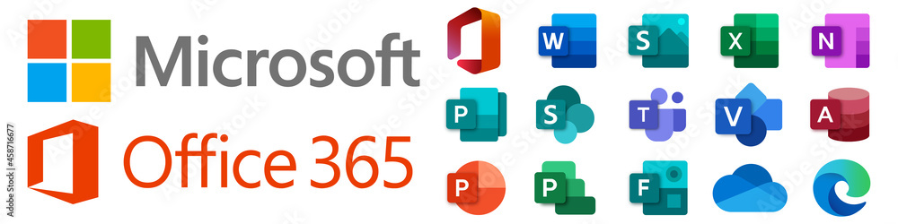 Set icons Microsoft Office 365: Word, Excel, OneNote, Yammer, Sway ...
