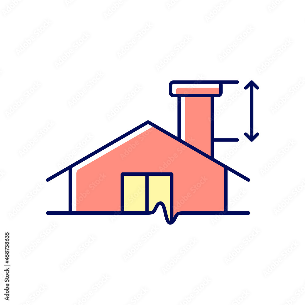 Minimum chimney height RGB color icon. Building requirements for ...