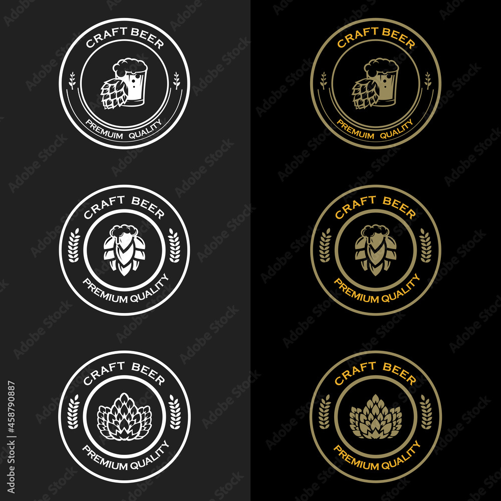 Set beer logo. Craft beer logo, symbols, icons, pub labels, badges ...