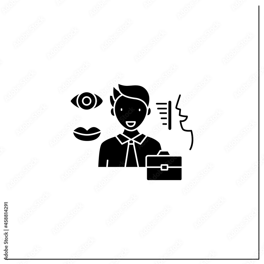 Non verbal communication glyph icon. Communicate using gestures, facial ...