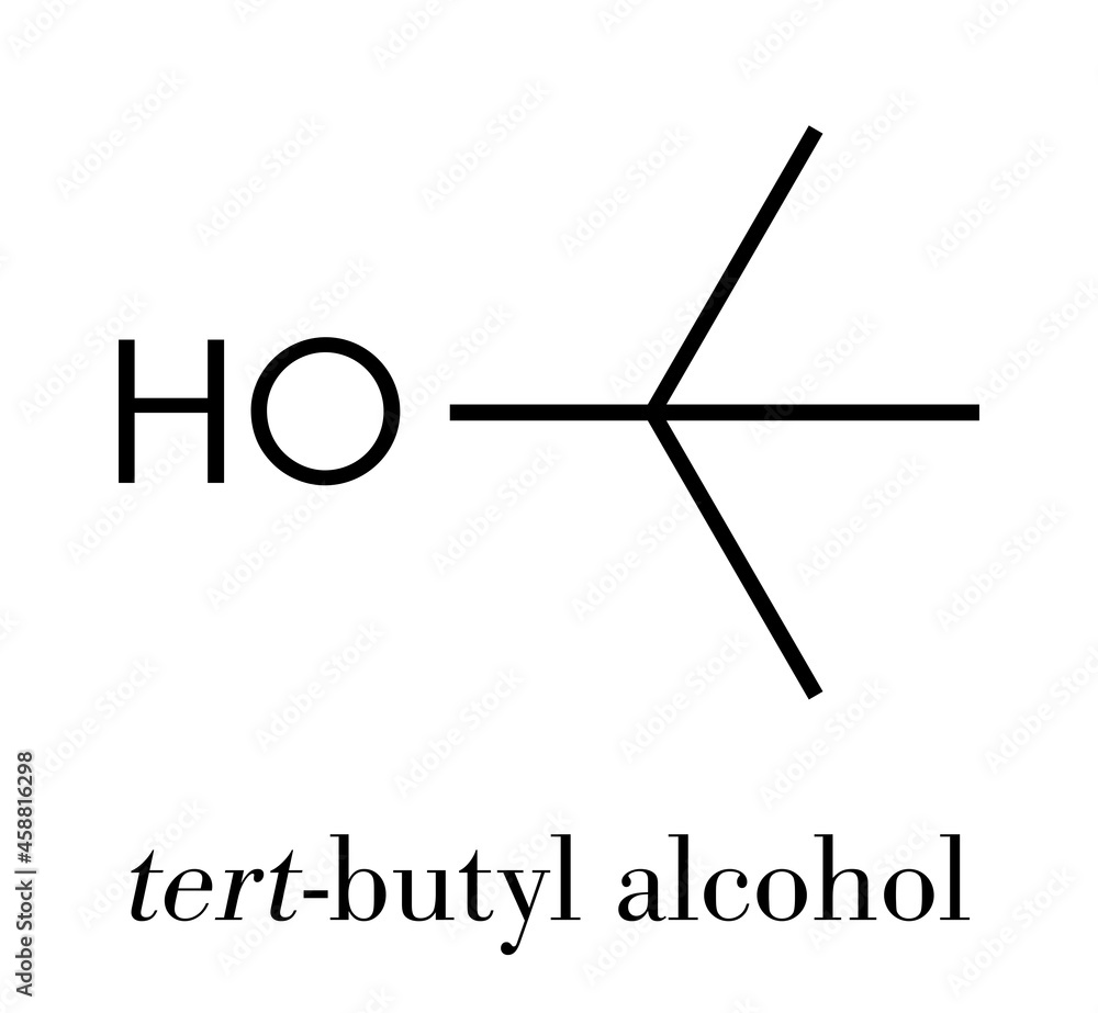 tert-butyl alcohol (tert-butanol) solvent molecule. Skeletal formula ...
