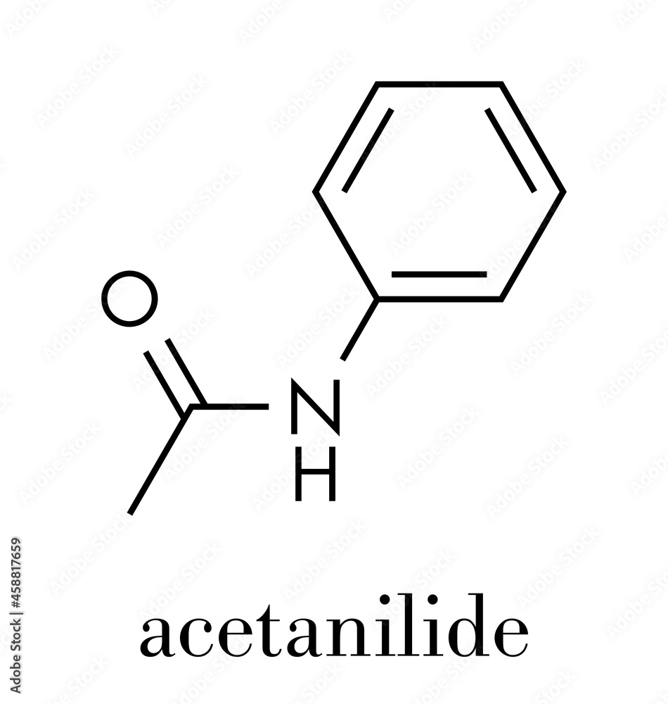 Acetanilide analgesic drug molecule (obsolete). Skeletal formula. Stock ...