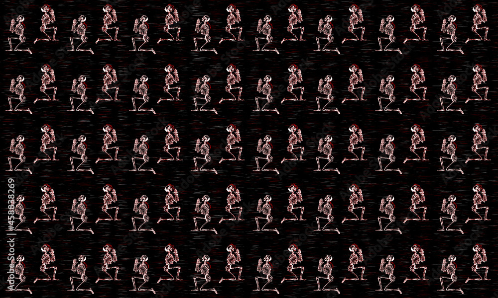 praying skeleton pattern background. Stock Illustration | Adobe Stock