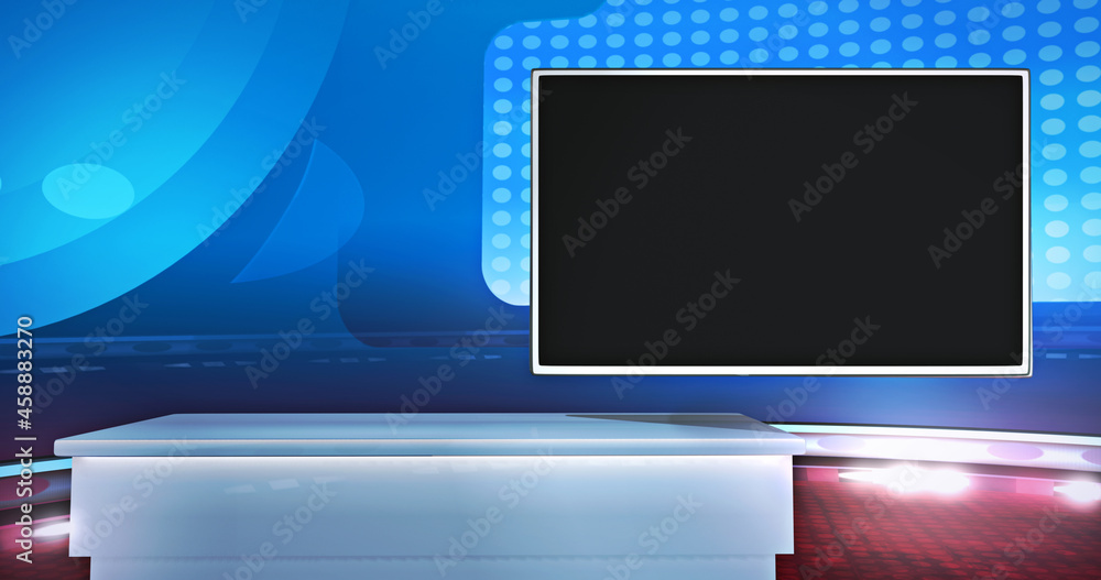 Virtual background with an empty monitor, ideal for tv news, shows or ...