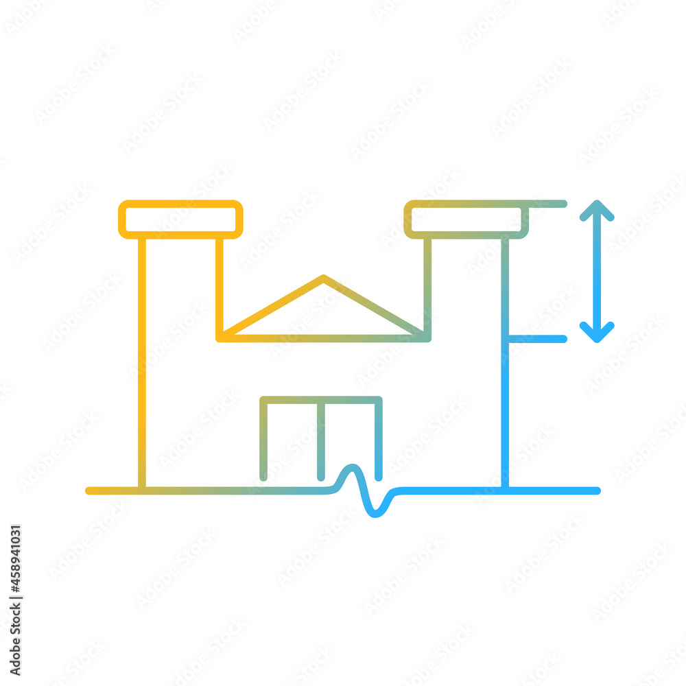 Parapet walls minimum height gradient linear vector icon. Existing roof ...
