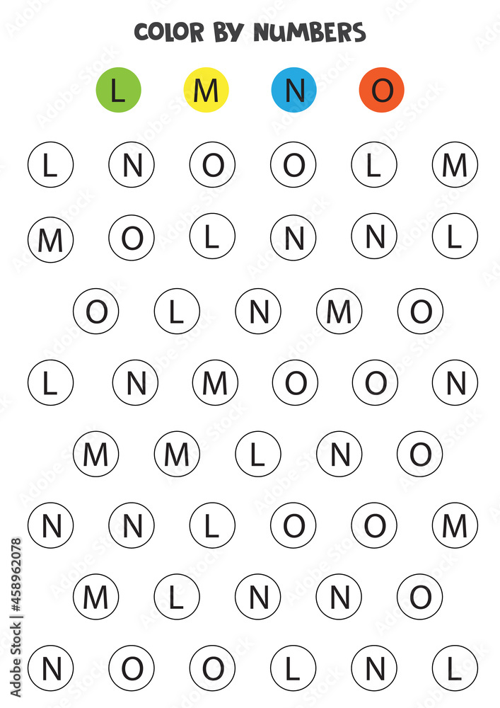 Color letters of alphabet according to the example. Math game for ...